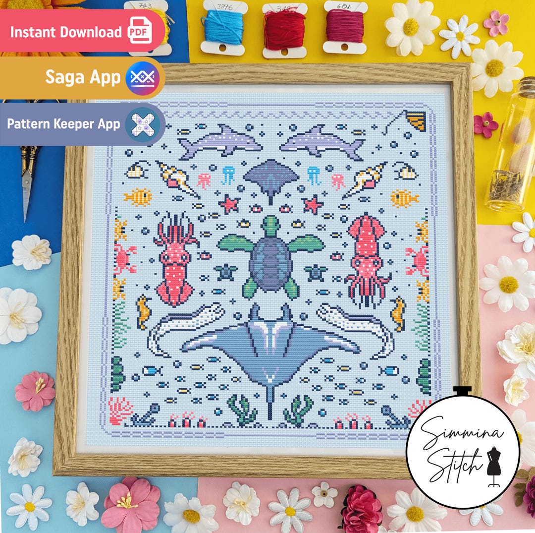 Ocean Sampler - Cute Cosy Dolphin Crab Turtle Diving Holiday Modern ...