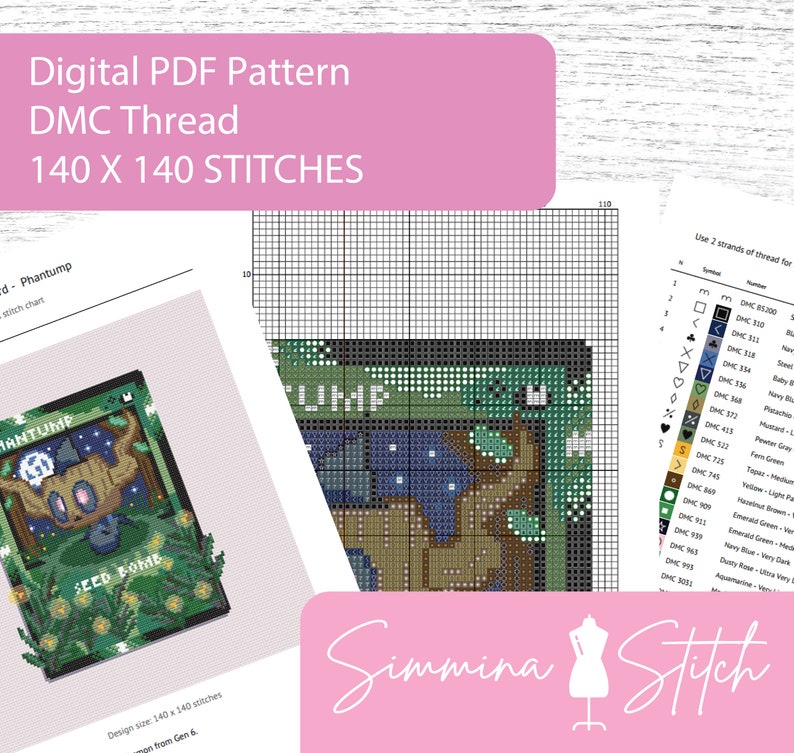 Pokemon Card - Phantump - Cute Cosy Gaming Spooky Cross Stitch Pattern ...