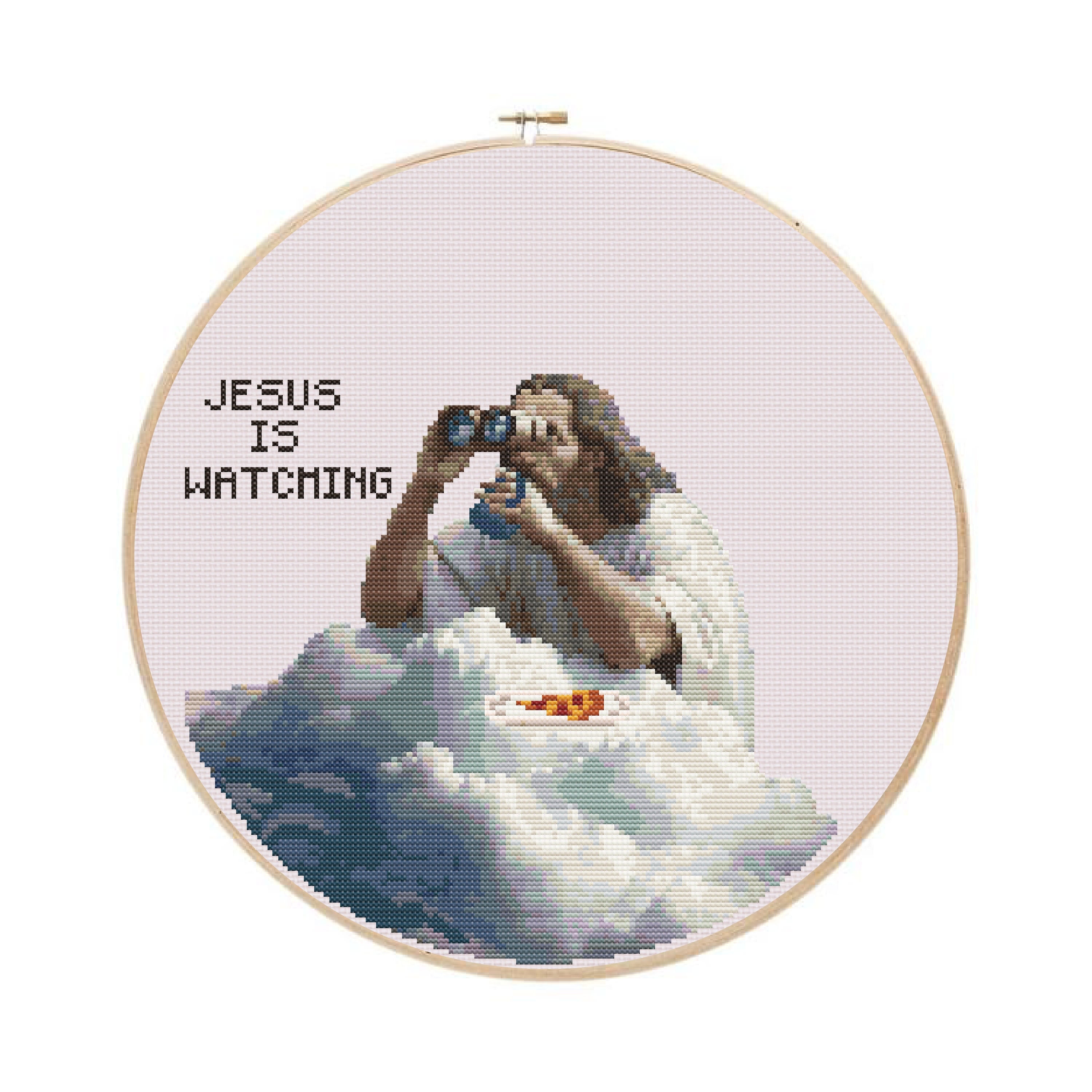 Jesus is Watching Pattern - Funny Subversive Religious Cross Stitch ...