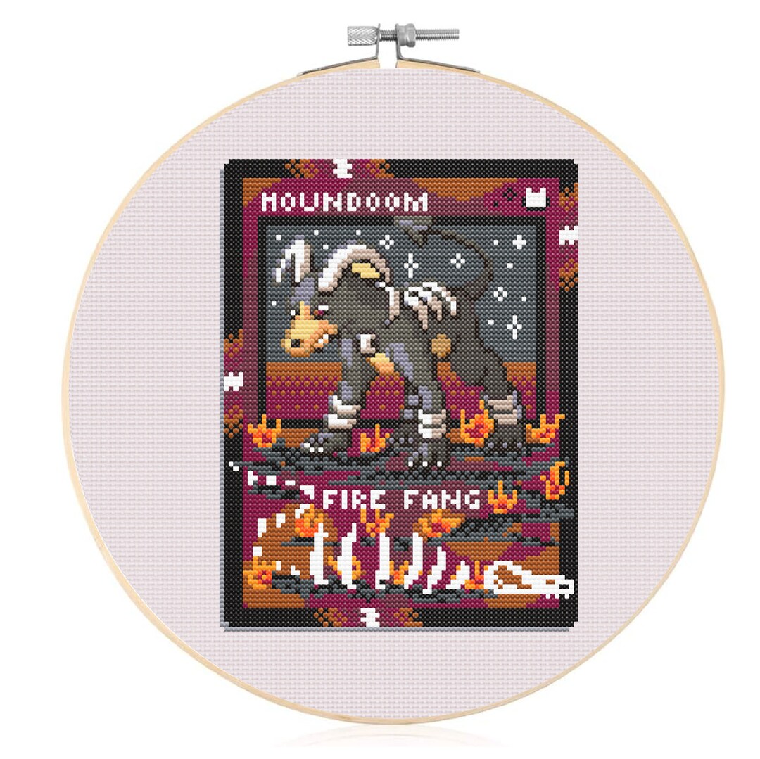 Pokemon Card Houndoom Spooky Gaming Cross Stitch Pattern Digital PDF, Instant Download - Etsy