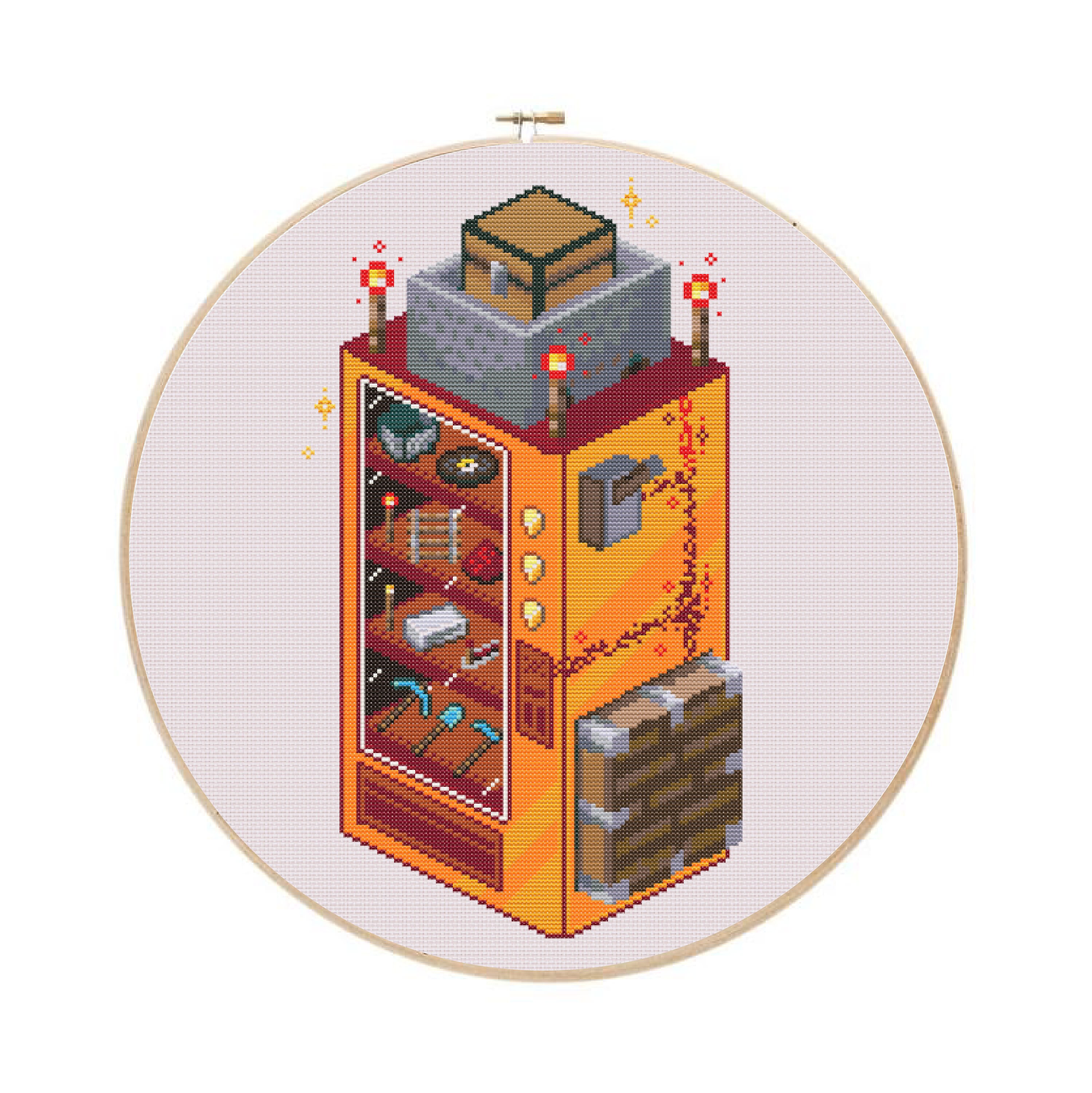Minecraft Builder's Vending Machine Gaming Kids Room Cross Stitch ...