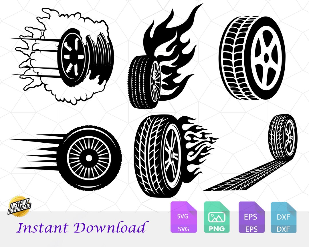 Tires SVG Bundle, Car Tires Svg File for Cricut, Wheels Design Elements ...