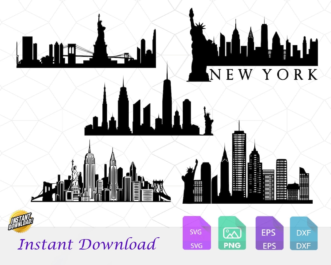 New York Skyline Svg, NYC Skyline Svg Clipart, New York City SVG ...