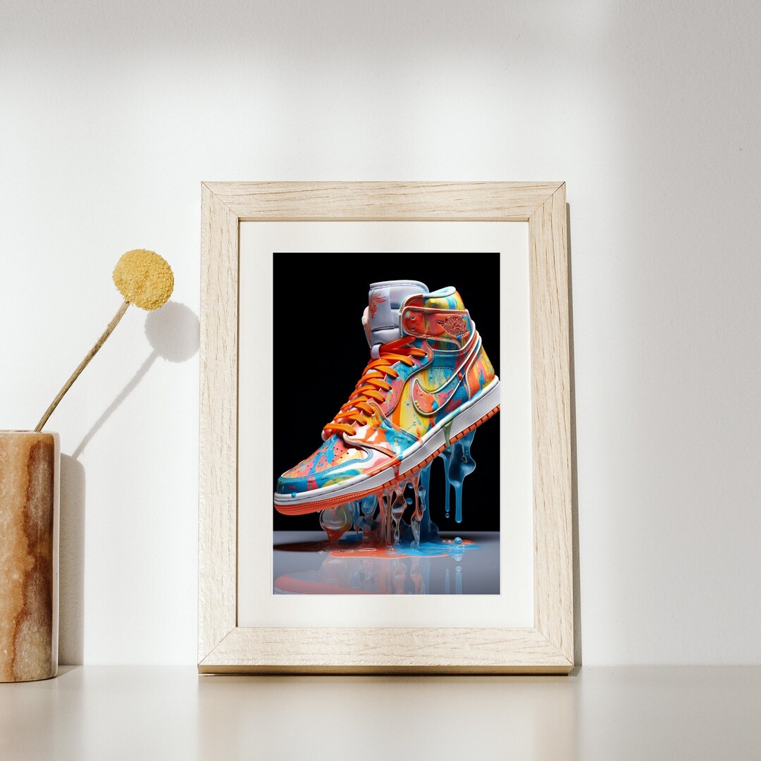 Air Jordan 1 Sneakers Art Print | Digital Download | Multicoloured Drip ...