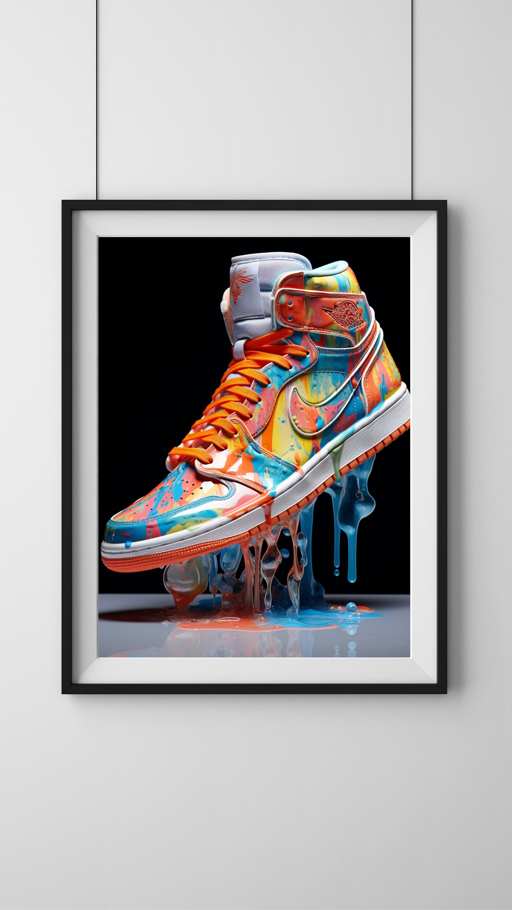 Air Jordan 1 Sneakers Art Print | Digital Download | Multicoloured Drip ...