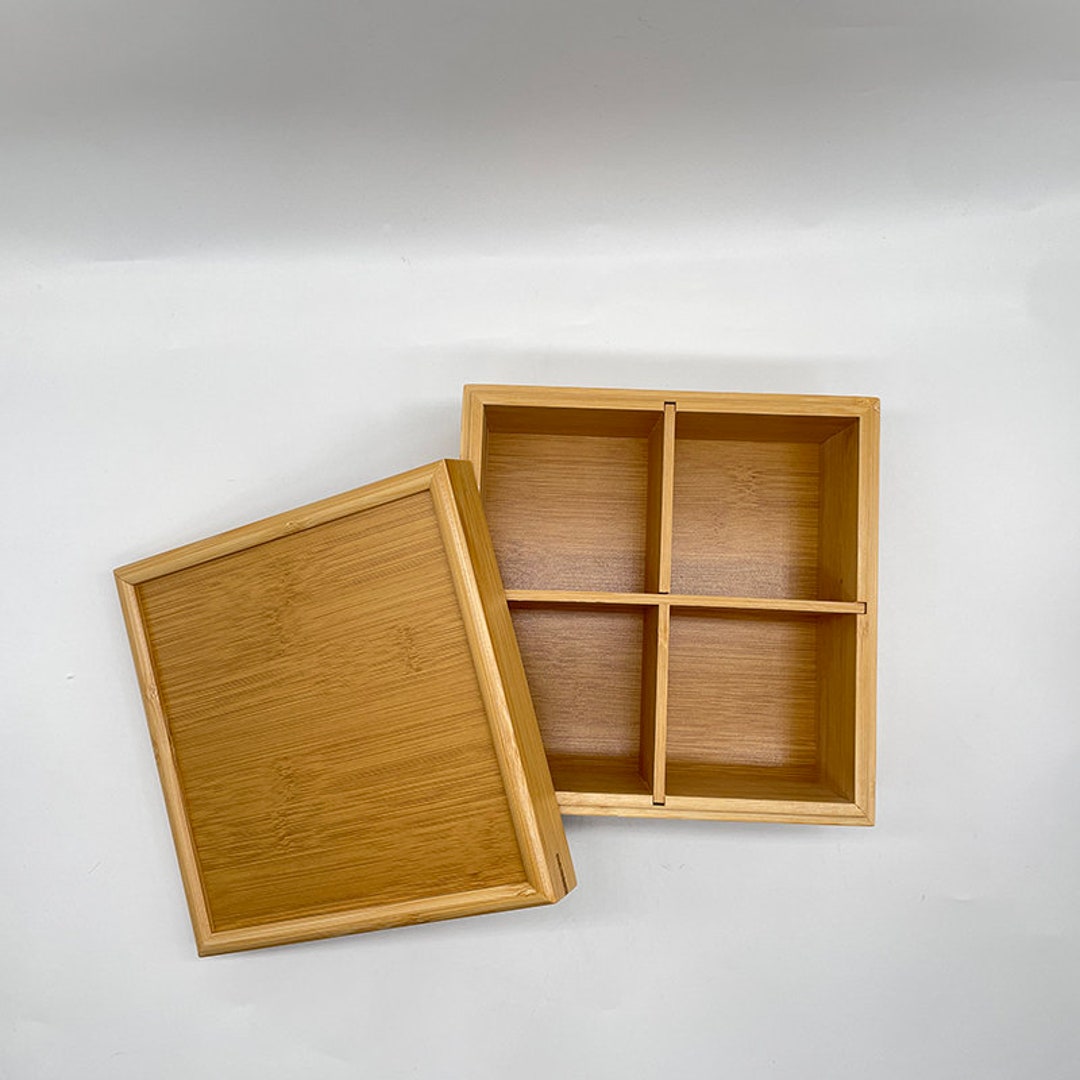 Bamboo Divided Serving Tray With Lid Dry Fruit Serving Tray Square ...