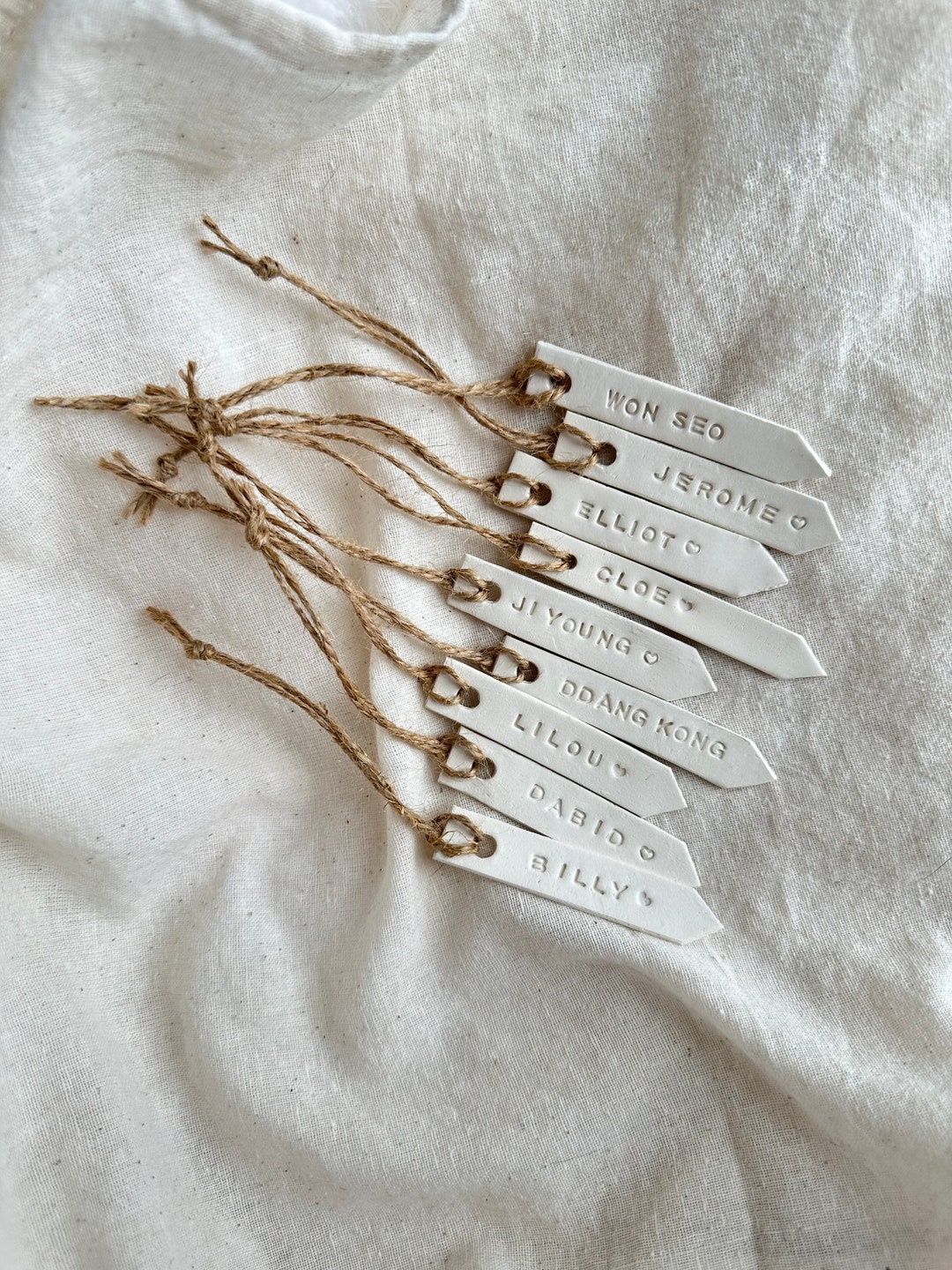 Custom Clay Name Tag, Personalized Name Tags, Wine Gift Tags, Holiday ...