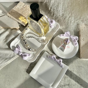 Pink Bow Tray, Jewelry Dish, Bow Ring Holder, Trinket Dishes, Bow Decor ...