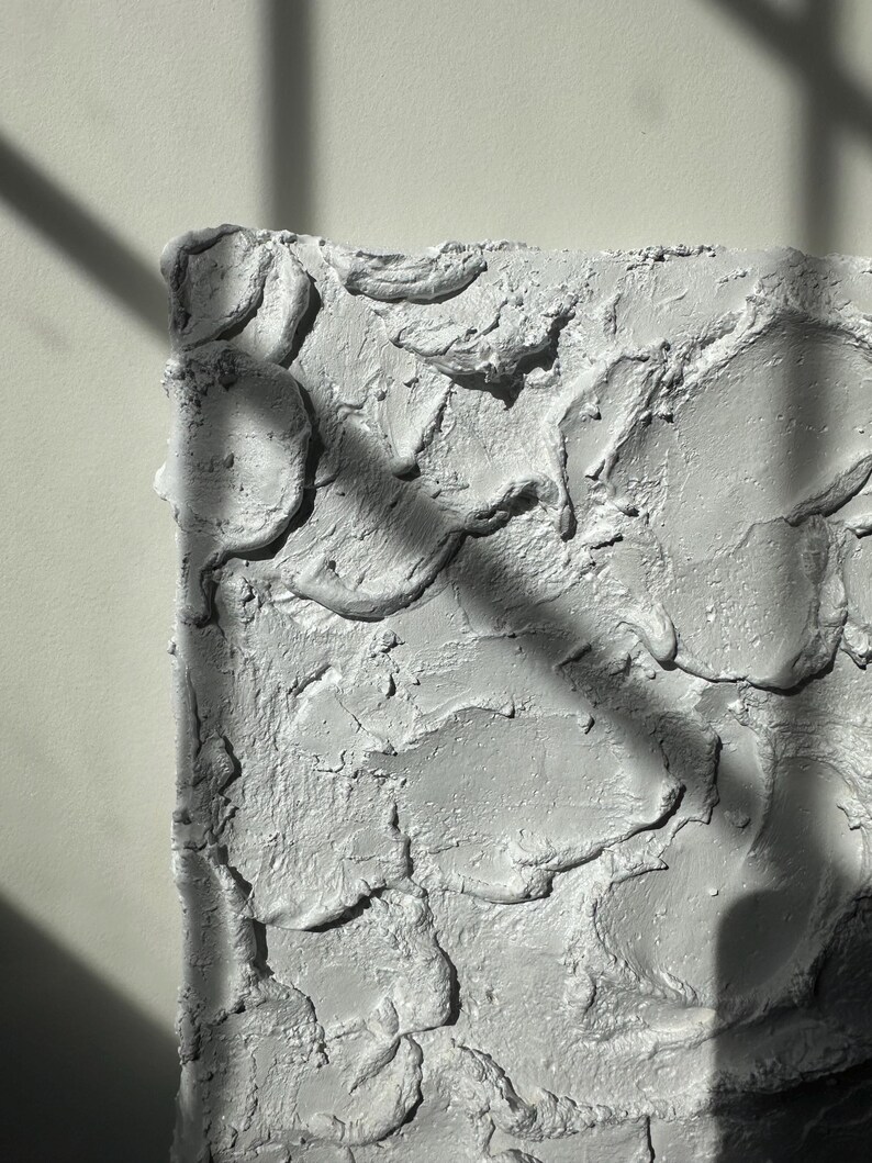 Textured Plaster Wall Art | 3D Relief Painting, Modern Wabi Sabi Decor ...