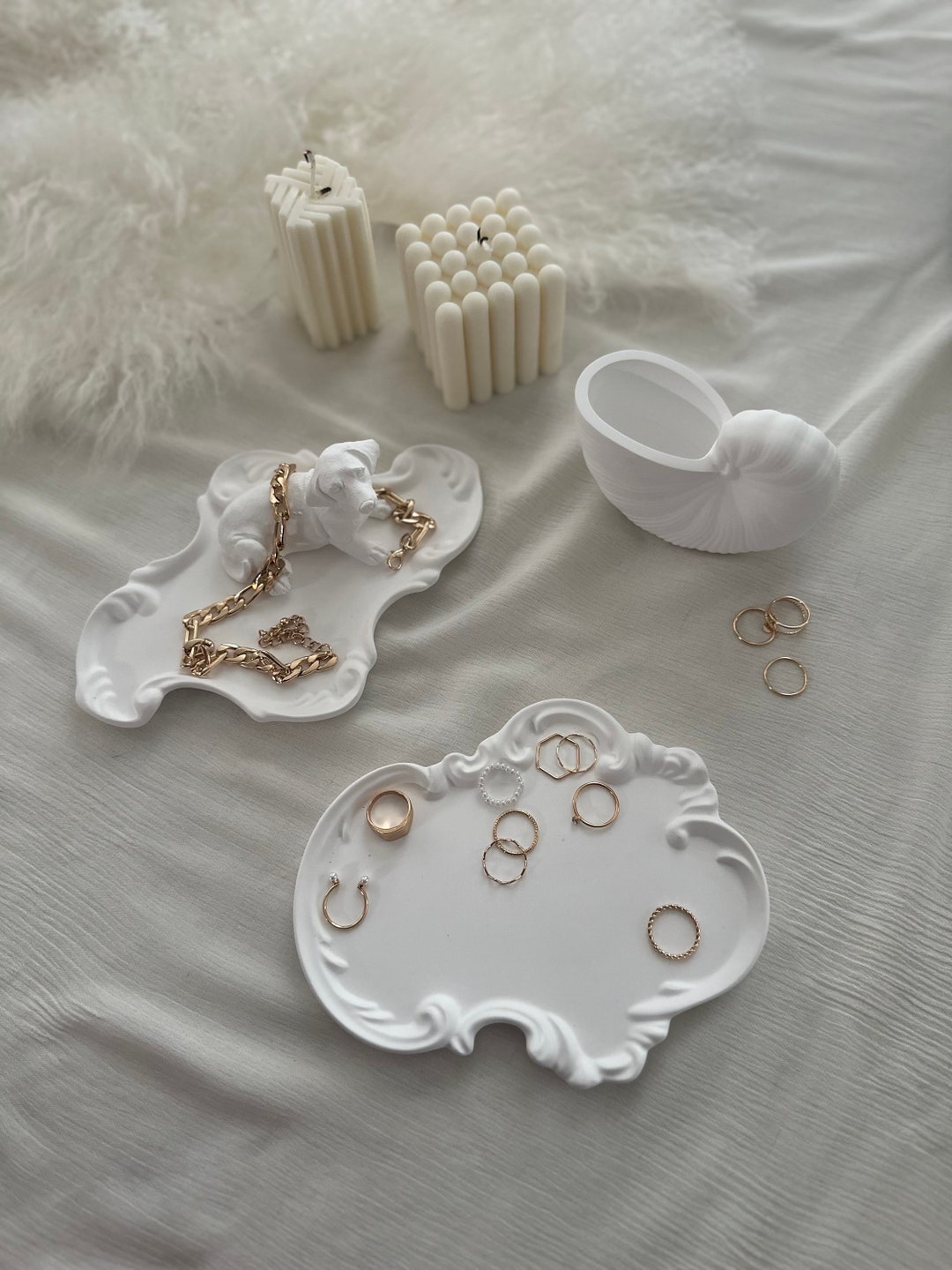 Art Deco Style Lace Tray, Plaster Tray, White Home Decor, Vintage Tray ...