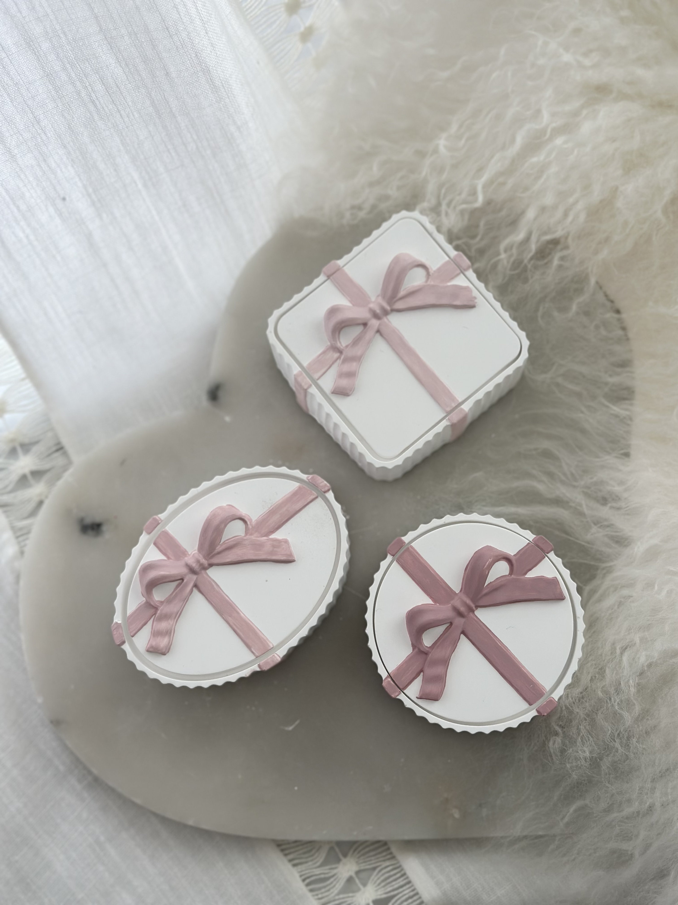 Pink Bow Coquette Jewelry Box, Bow Trinket Box, Ring Box, Ribbed ...