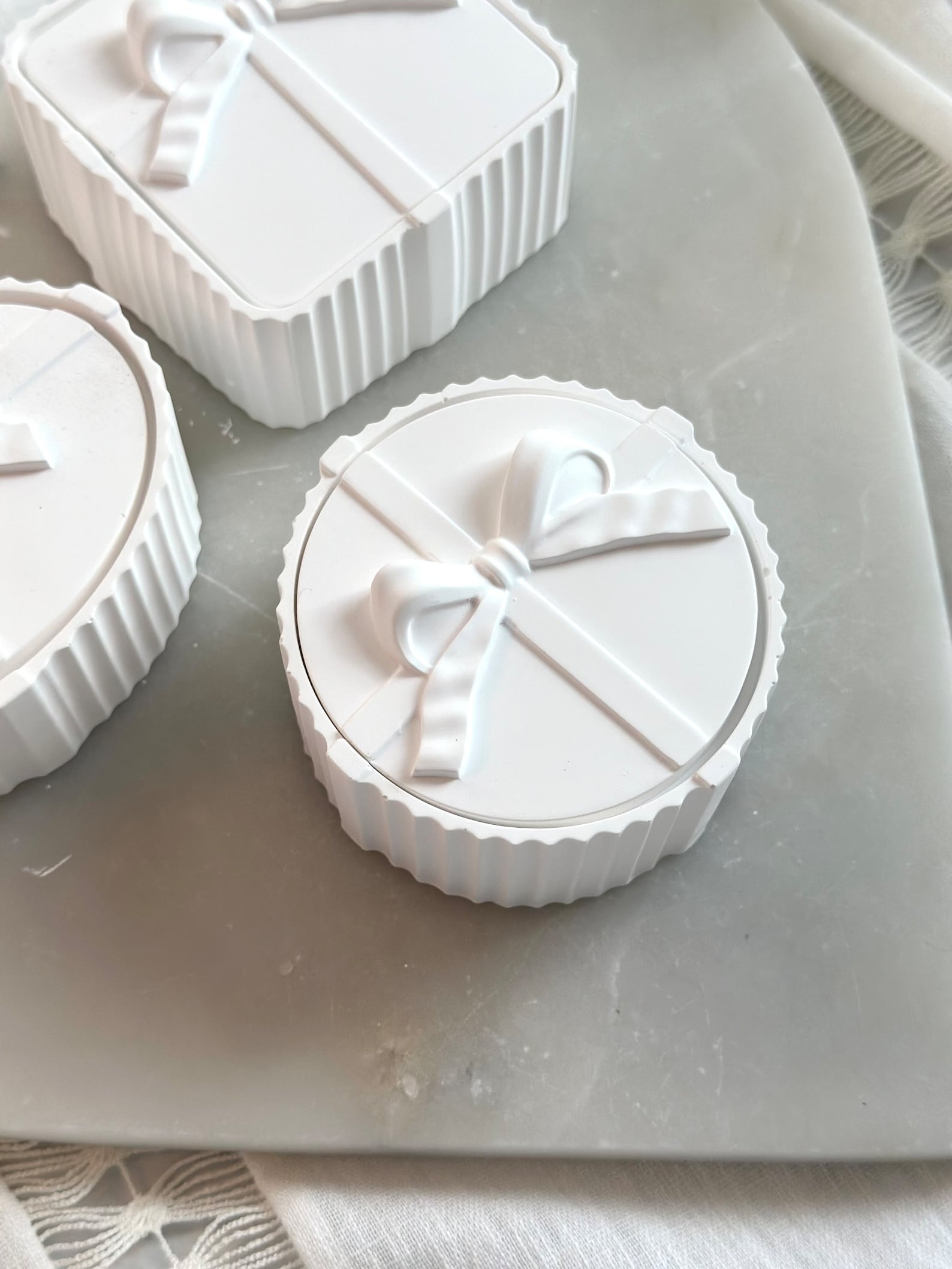 Bow Coquette Jewelry Box, Bow Trinket Box, Ring Box, Ribbed Storage Jar ...