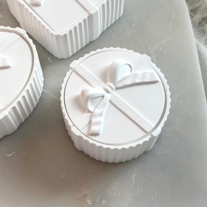 Bow Coquette Jewelry Box, Bow Trinket Box, Ring Box, Ribbed Storage Jar ...