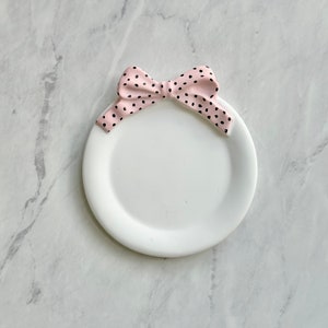Black Dots Pink Bow Tray, Jewelry Dish, Bow Ring Holder, Trinket Dishes ...
