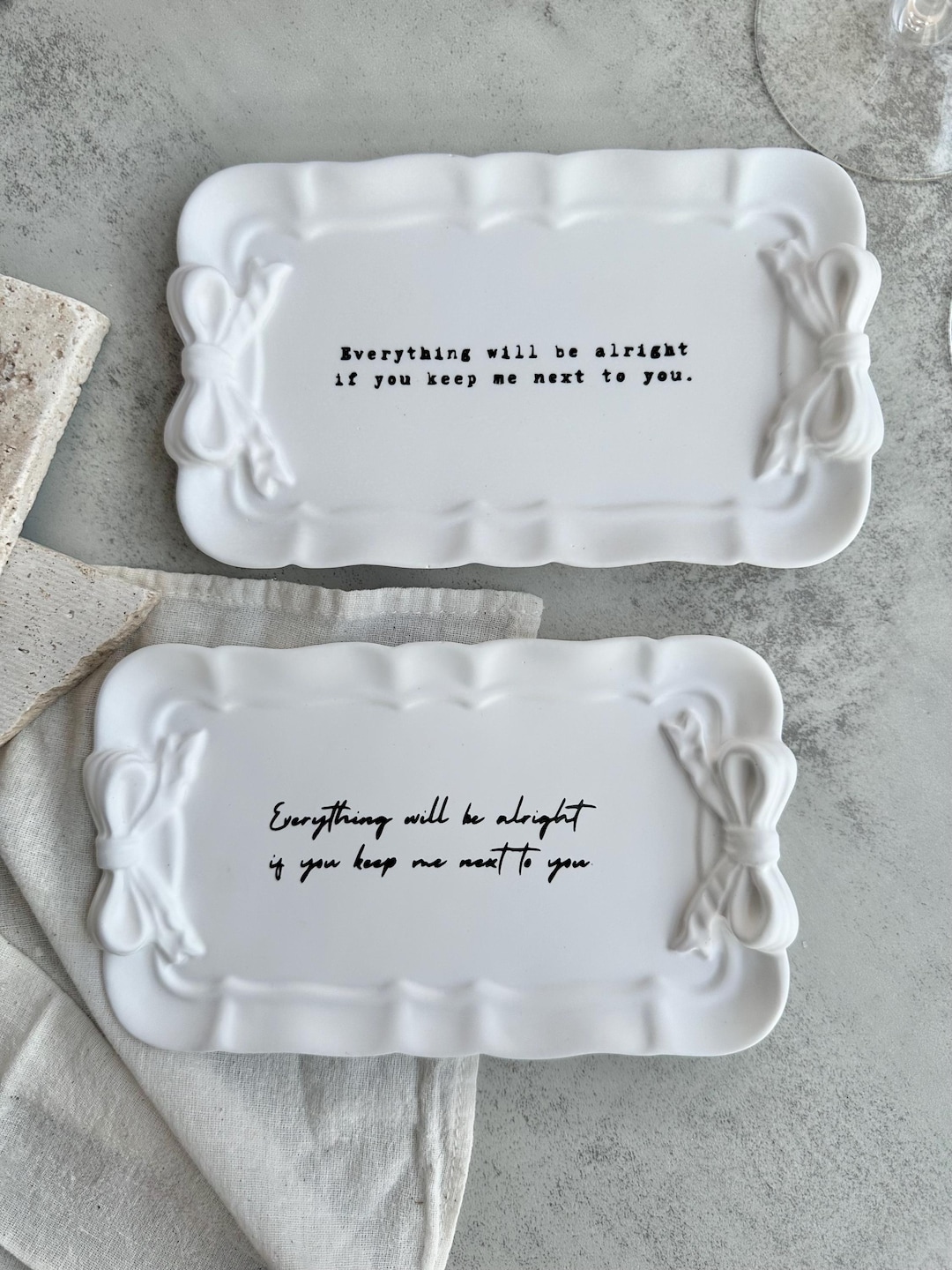 Custom Letters Bow Tray, Jewelry Tray, Bow Ring Holder, Trinket Dishes ...