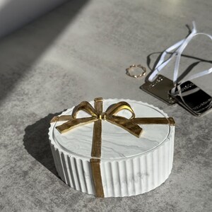 Elegant Gold Bow Jewelry Box, Coquette Decor, Bow Trinket Box, Ring Box ...