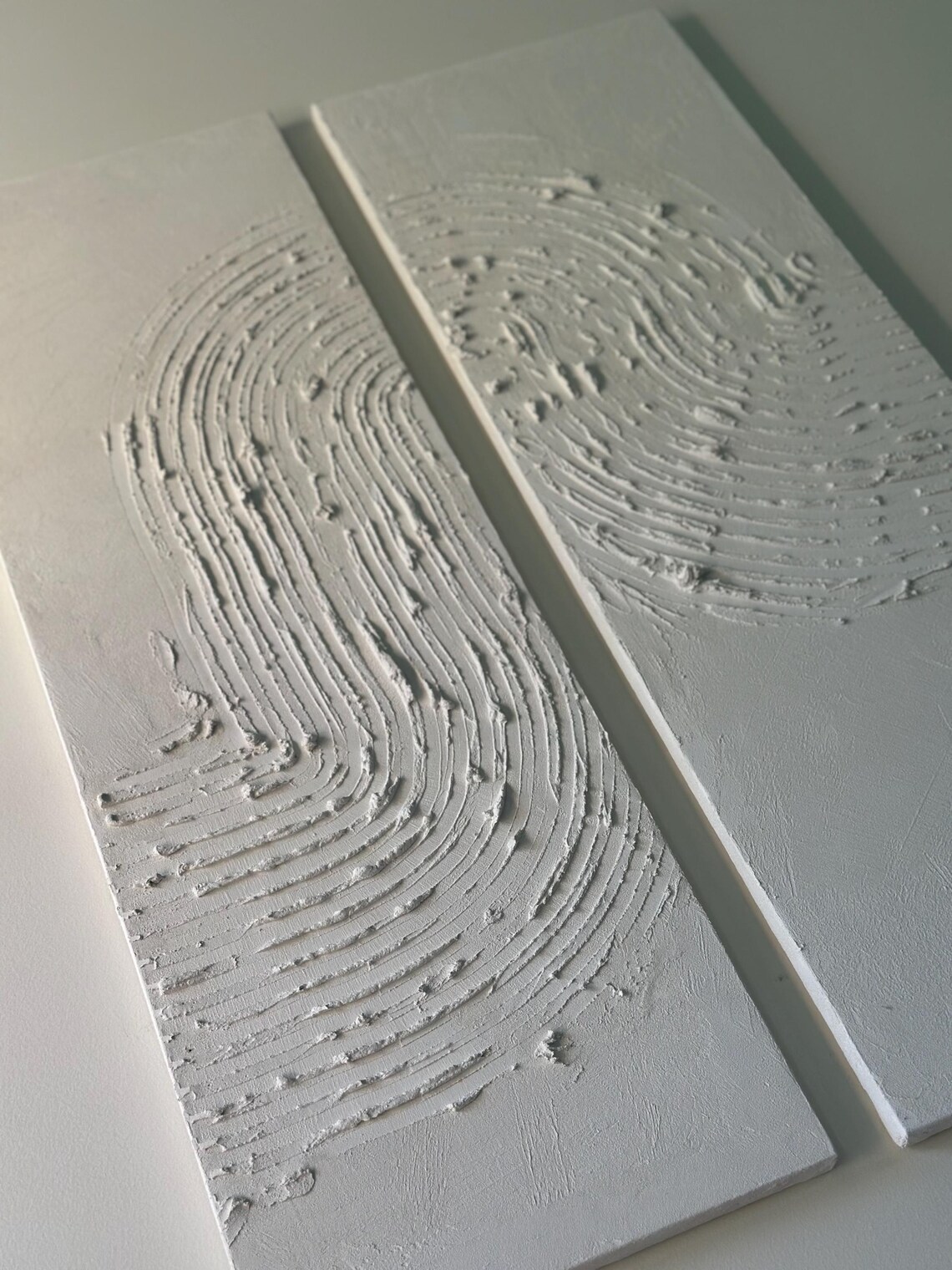 Textured White Plaster Wall Art, Mid-century Modern, Boho Home Decor ...
