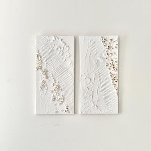 Abstract White & Gold Plaster Texture Wall Art, Set of 2, Gold ...