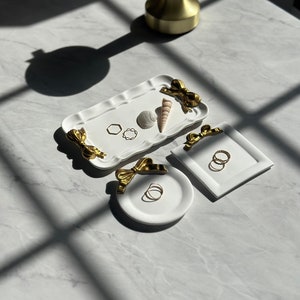 Gold Bow Tray, Jewelry Dish, Bow Ring Holder, Trinket Dishes, Bow Decor ...