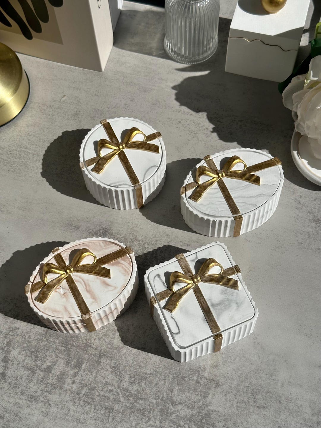 Elegant Gold Bow Jewelry Box, Coquette Decor, Bow Trinket Box, Ring Box ...