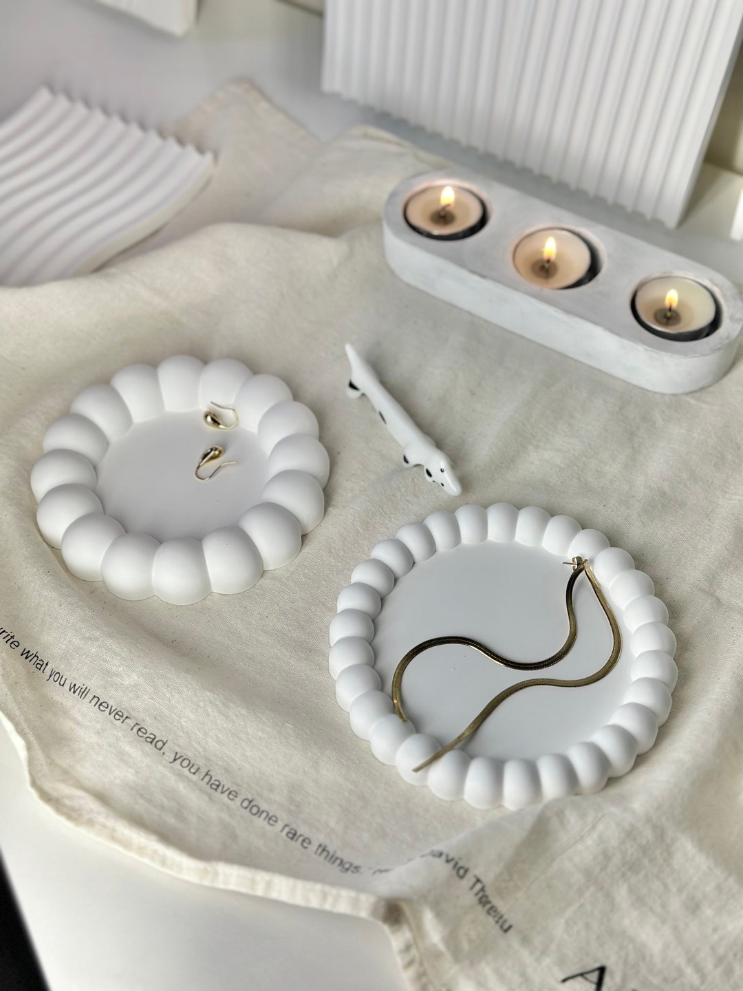 White Bubble Tray, Jewelry Dishes, Home Decor Tray, Catch All Tray ...