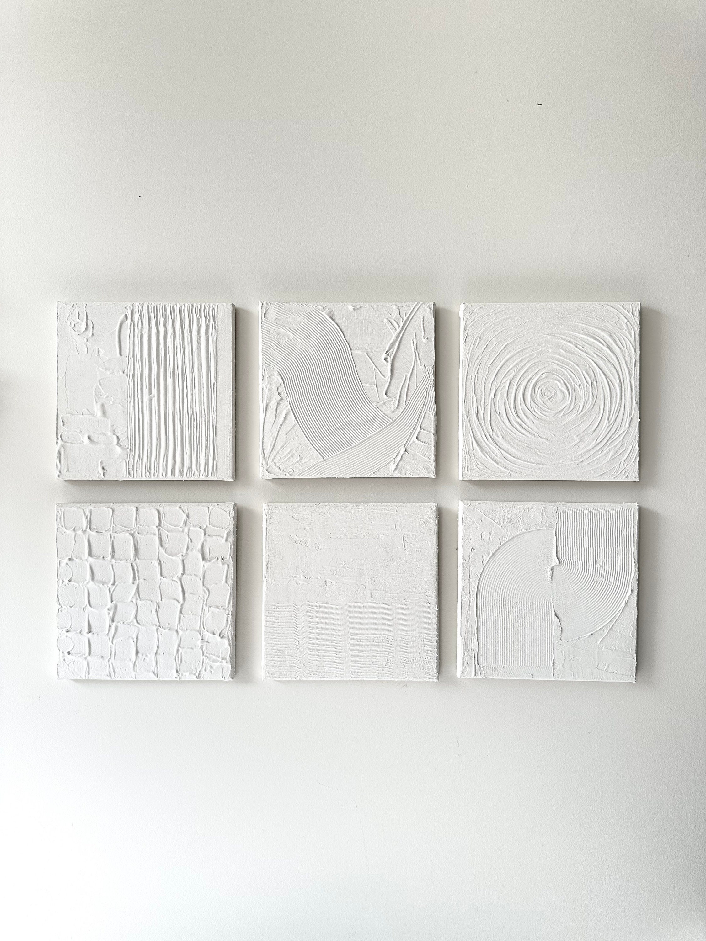 Abstract White Plaster Texture Wall Art, Mid Century Wall Art, Textured ...