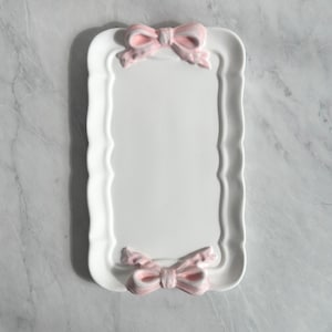 Pink Bow Tray, Jewelry Dish, Bow Ring Holder, Trinket Dishes, Bow Decor ...