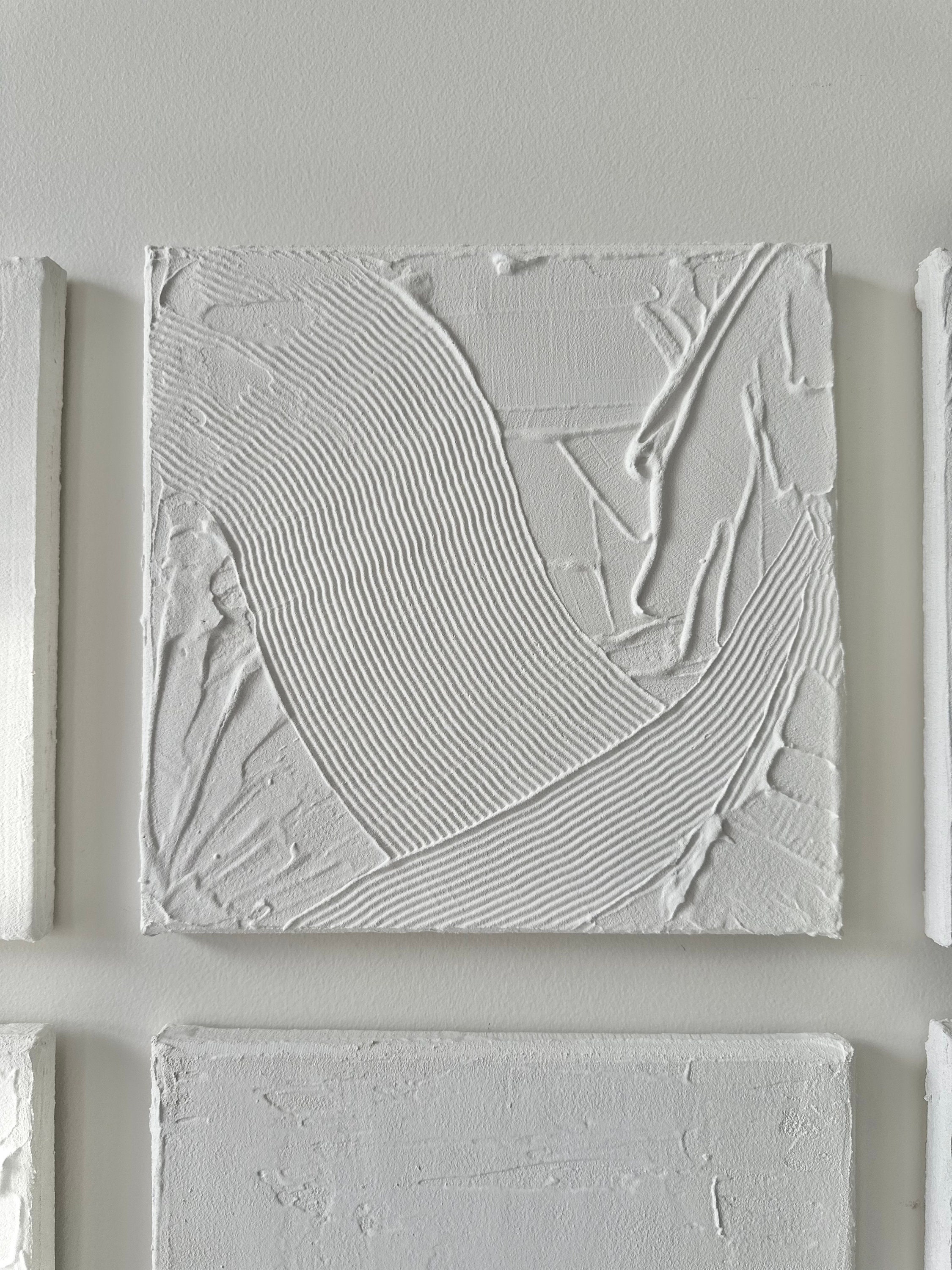 Abstract White Plaster Texture Wall Art, Mid Century Wall Art, Textured ...