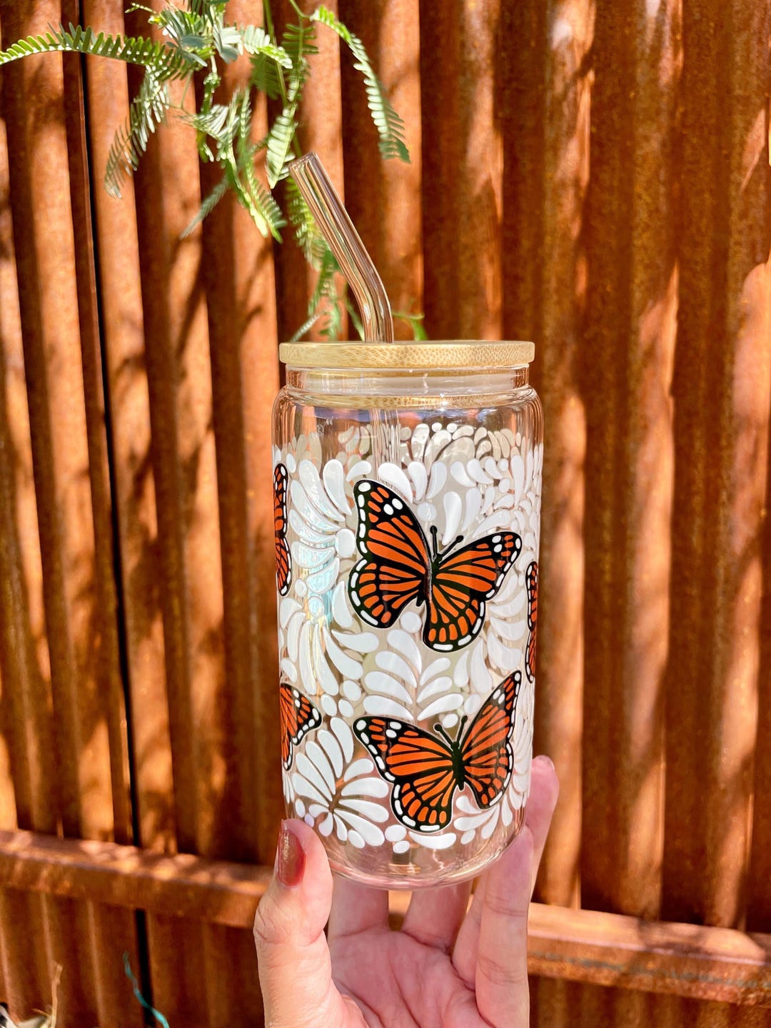 Libbey Talavera Monarch Butterfly Glass Cup – 16 Oz - Dia De Muertos ...