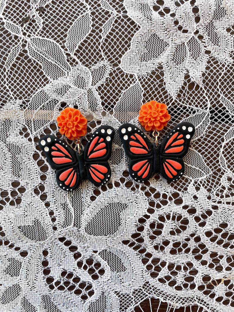 Handmade Monarch Butterfly Earrings | Día De Los Muertos Jewelry ...