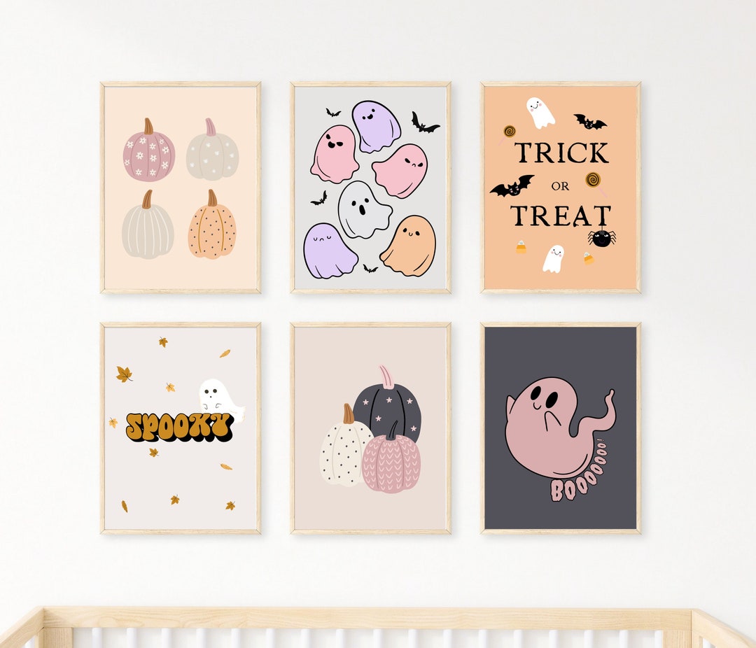 Pastel Halloween Posters Set: 6 Digital Delights for Spooky Decor - Etsy