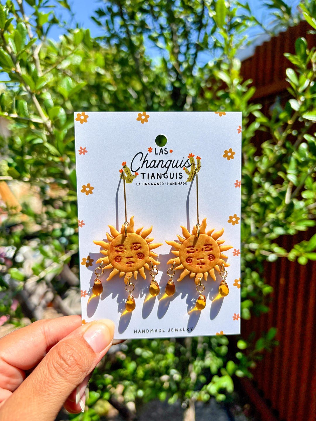 El Sol Earrings – Handmade Golden Sun Face Jewelry With Beaded Drops ...