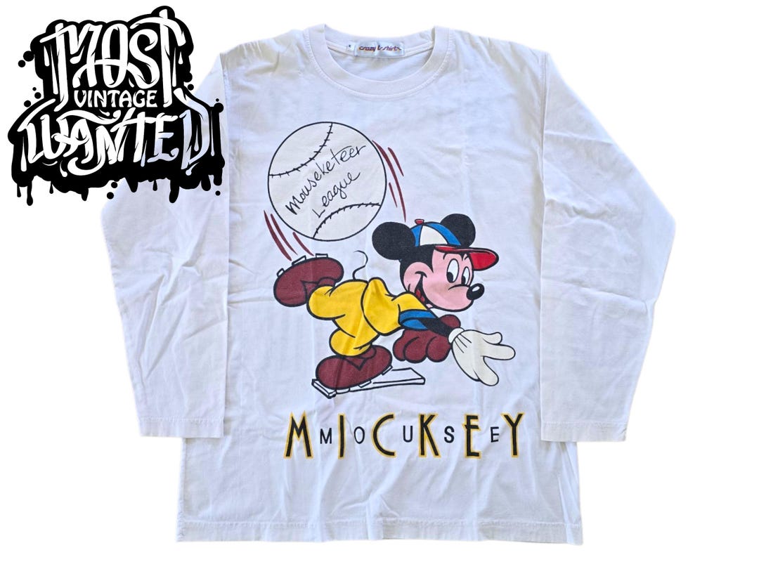 Vintage 1990s Mickey Mouse "mouseketeer League" Crazy Shirts Long ...