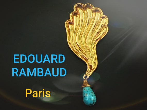 RARE EDOUARD RAMBAUD Vintage Gold tone Runway Danglin… - Gem