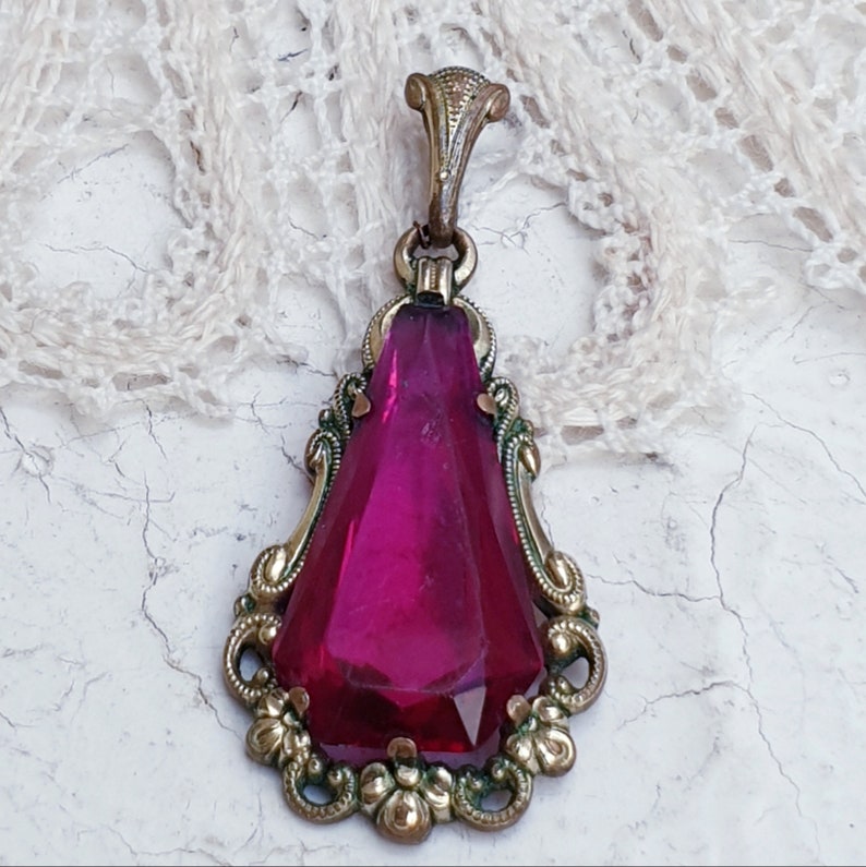 Andreas Daub Art Nouveau Antique Pendant American Double With Ruby Red ...
