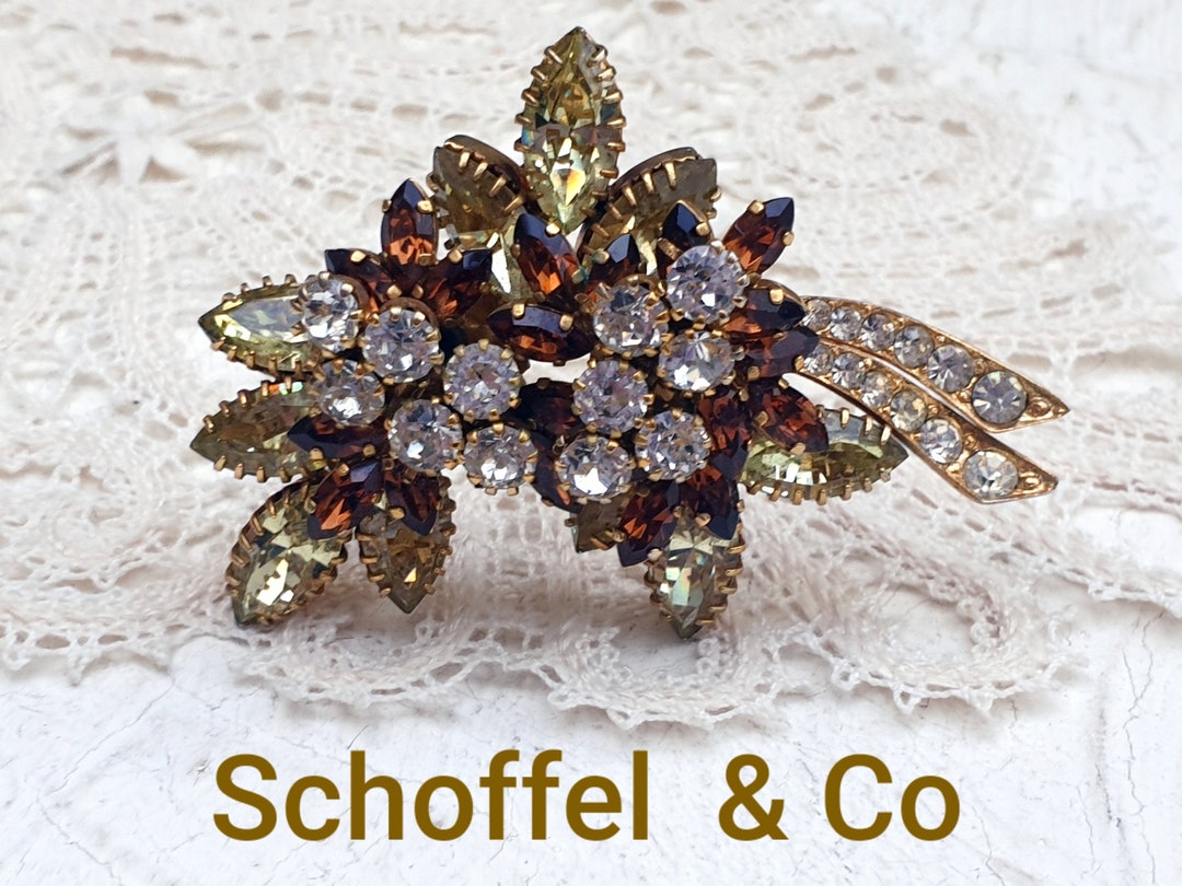 SCHOFFEL & CO AUSTRIA. Rare Vintage Flower Bouquet Brooch. Austrian ...