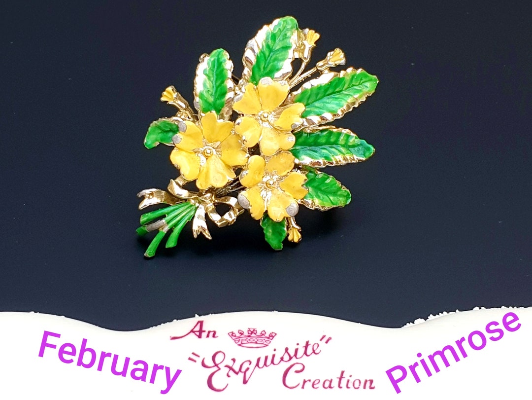 EXQUISITE Birthday Flower Series 1950s Vintage Large Primrose Brooch ...