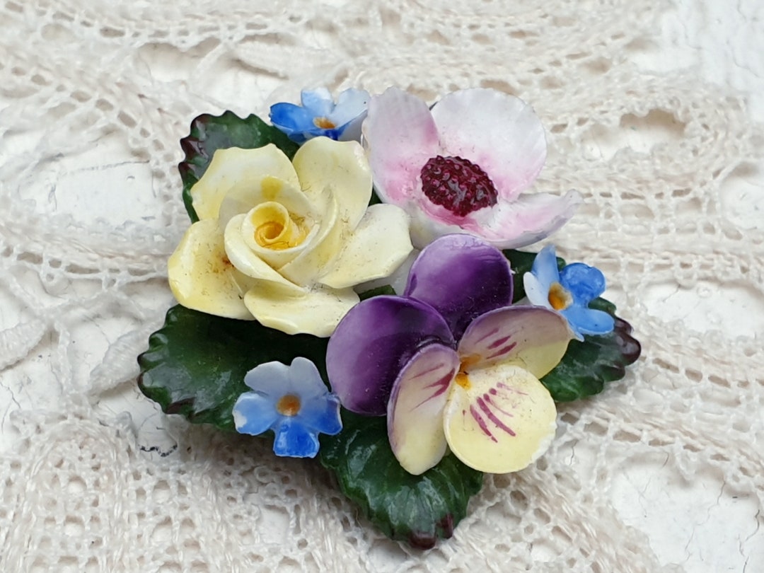 Broche vintage pour bouquet de fleurs DENTON Bone China. Porcelaine ...