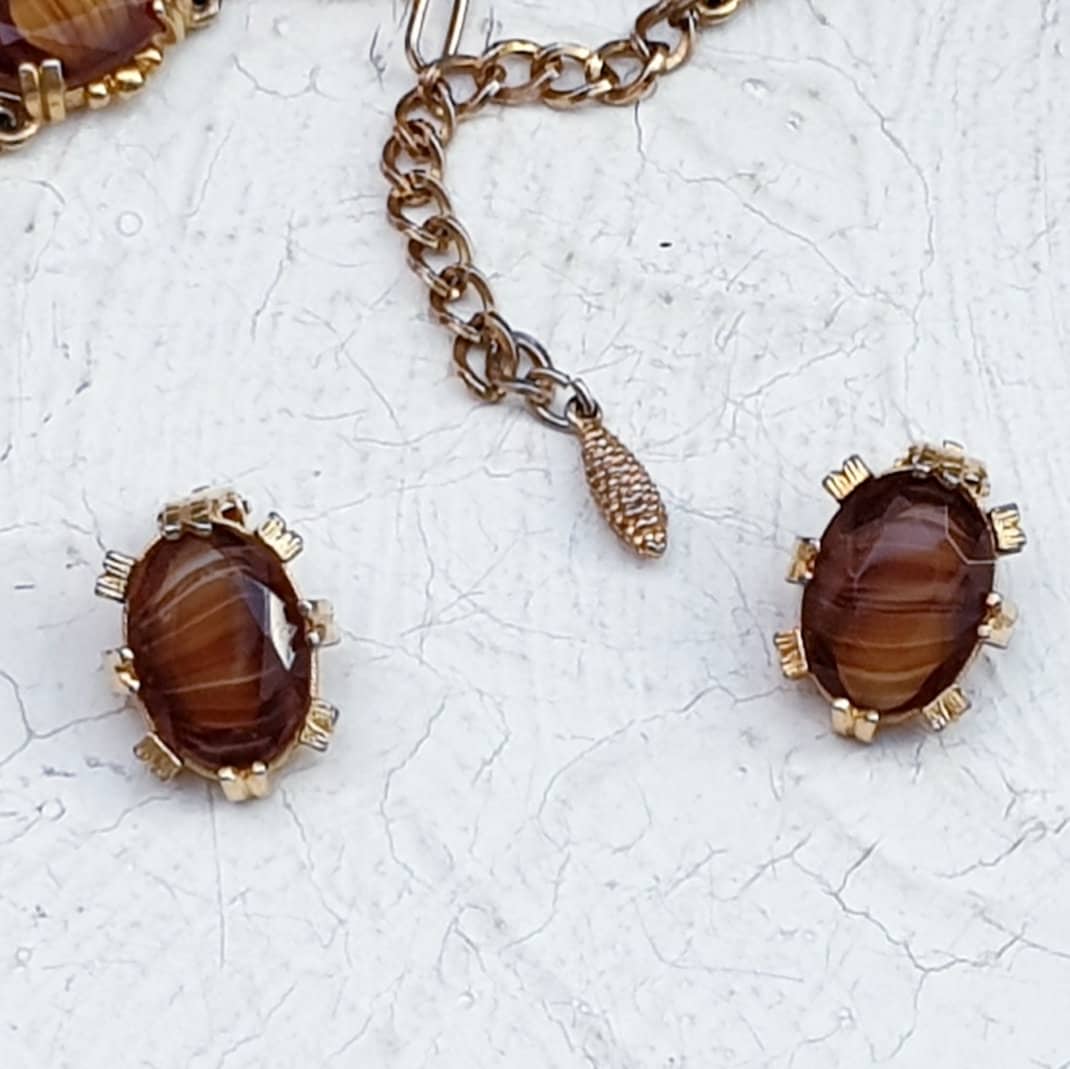 SPHINX 1960s Vintage Parure With Agate Glass Gold Plated. - Etsy