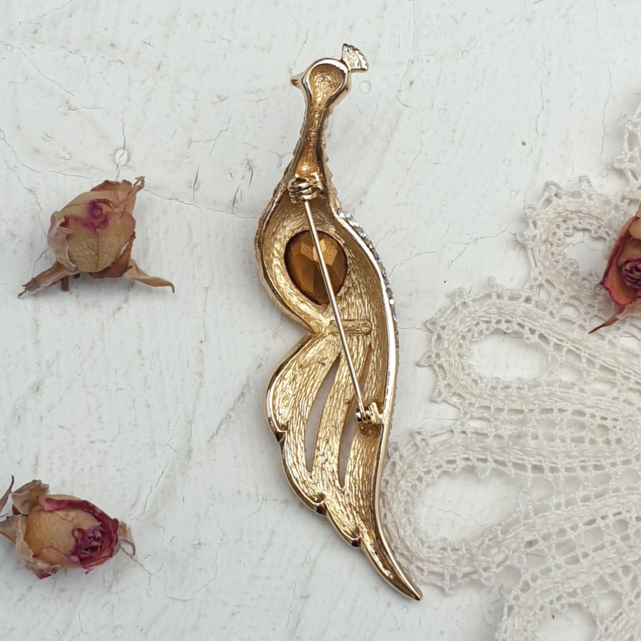 GROSSÉ for DIOR Vintage Peacock Bird of Paradies Brooch Gold Plated ...