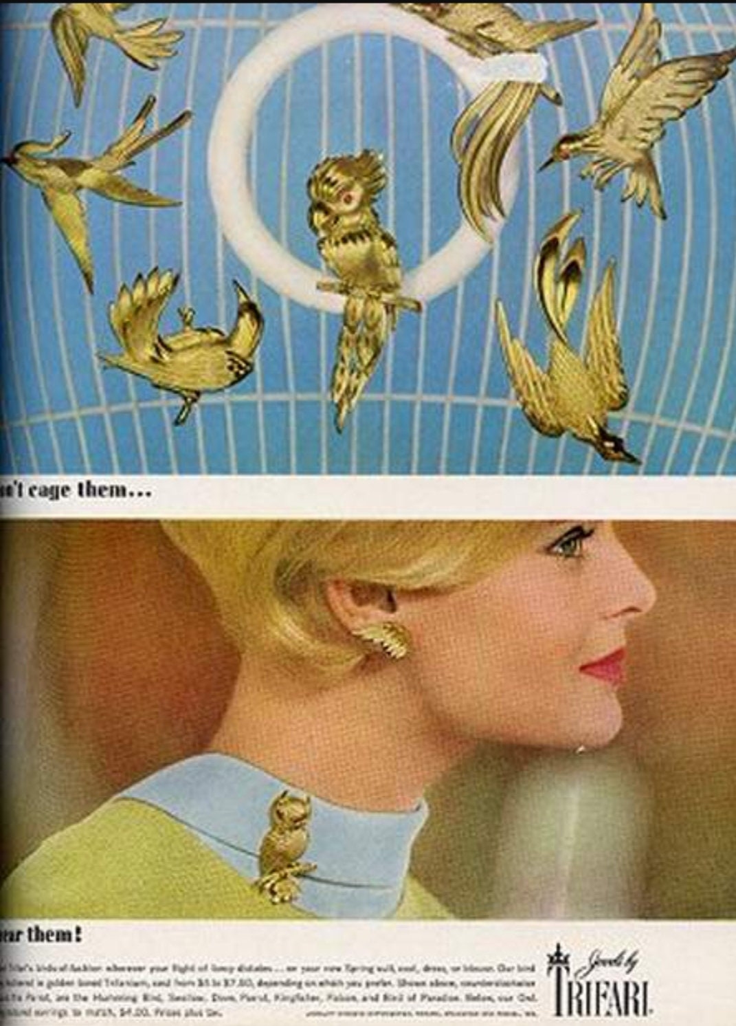BOOK PIECE TRIFARI Crown Vintage 1964 " Birds of Fashion " Collection ...
