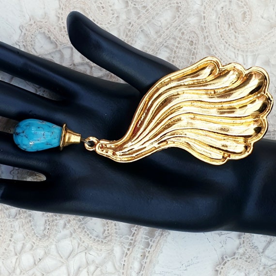 RARE EDOUARD RAMBAUD Vintage Gold tone Runway Danglin… - Gem