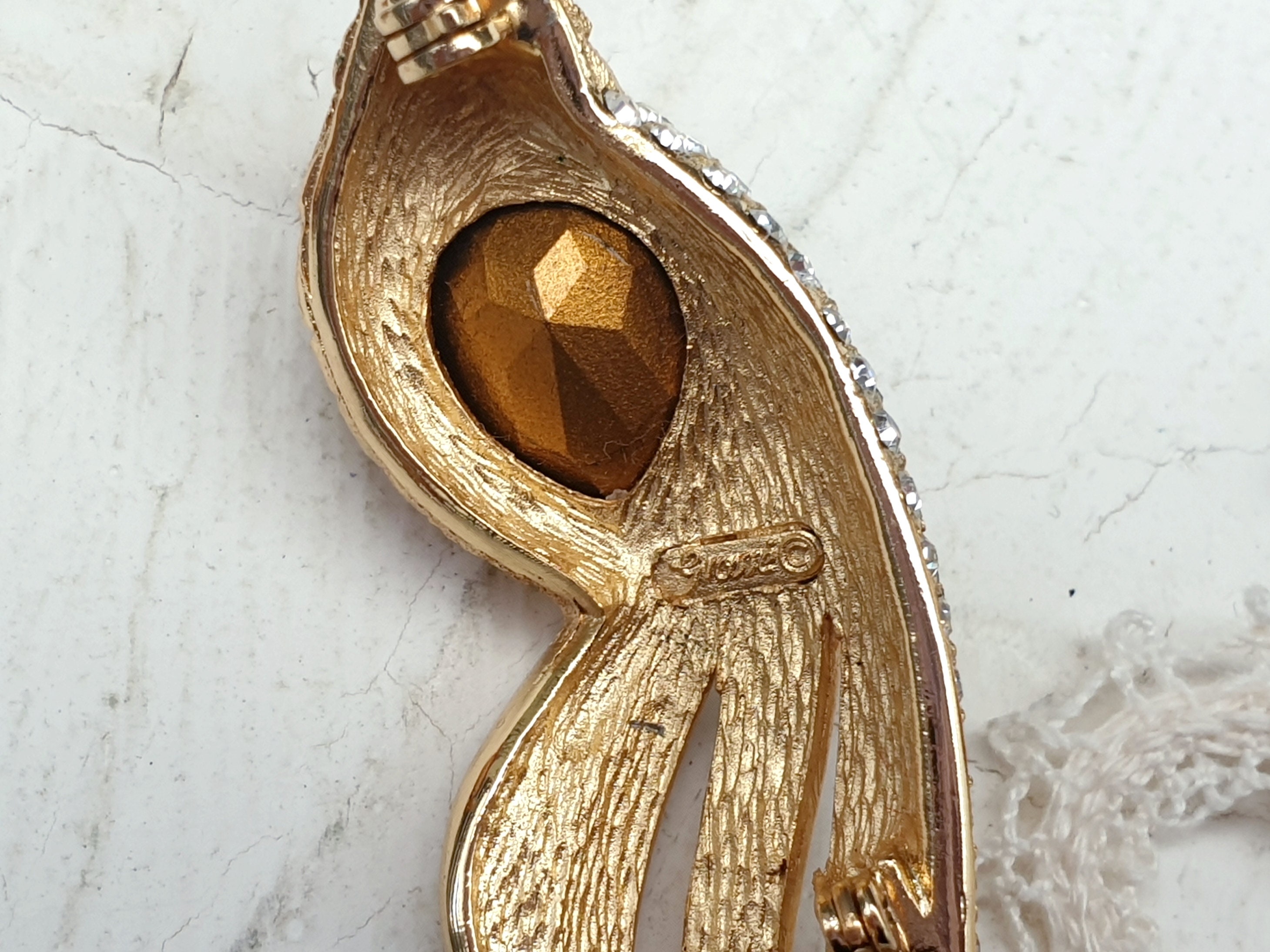 GROSSÉ for DIOR Vintage Peacock Bird of Paradies Brooch Gold Plated ...