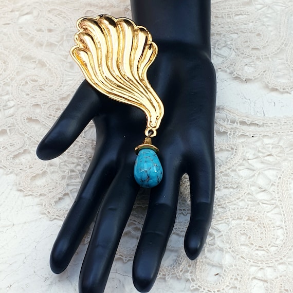 RARE EDOUARD RAMBAUD Vintage Gold tone Runway Danglin… - Gem