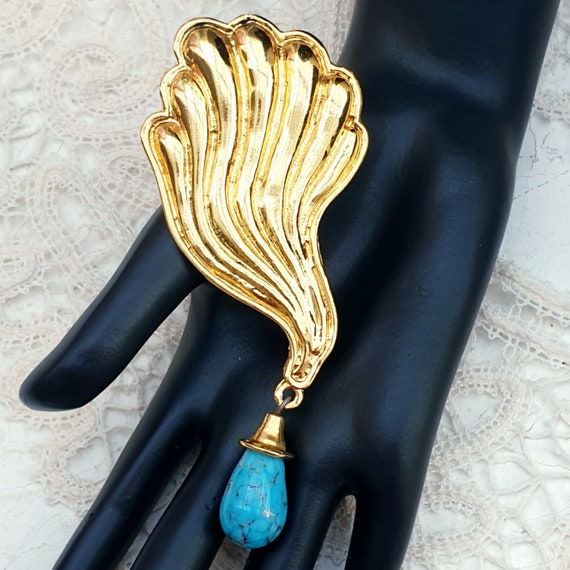 RARE EDOUARD RAMBAUD Vintage Gold tone Runway Danglin… - Gem