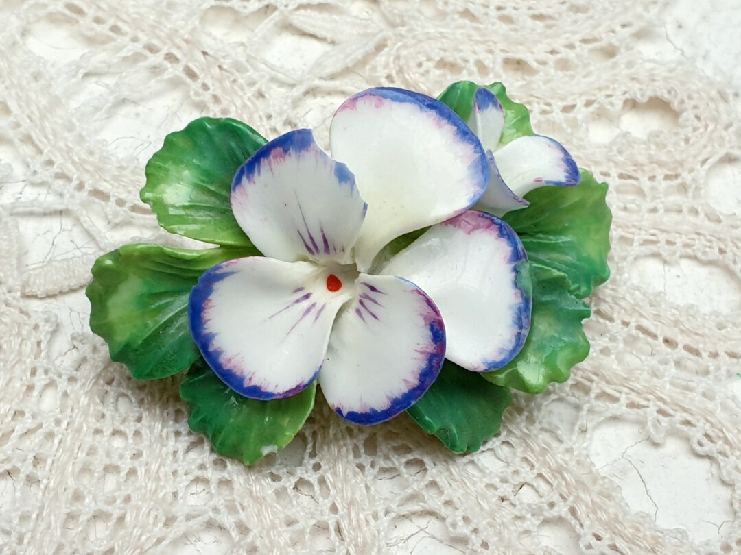 Fine Bone China Vintage Pansy Flower Brooch Pin. Made in England. Hand ...