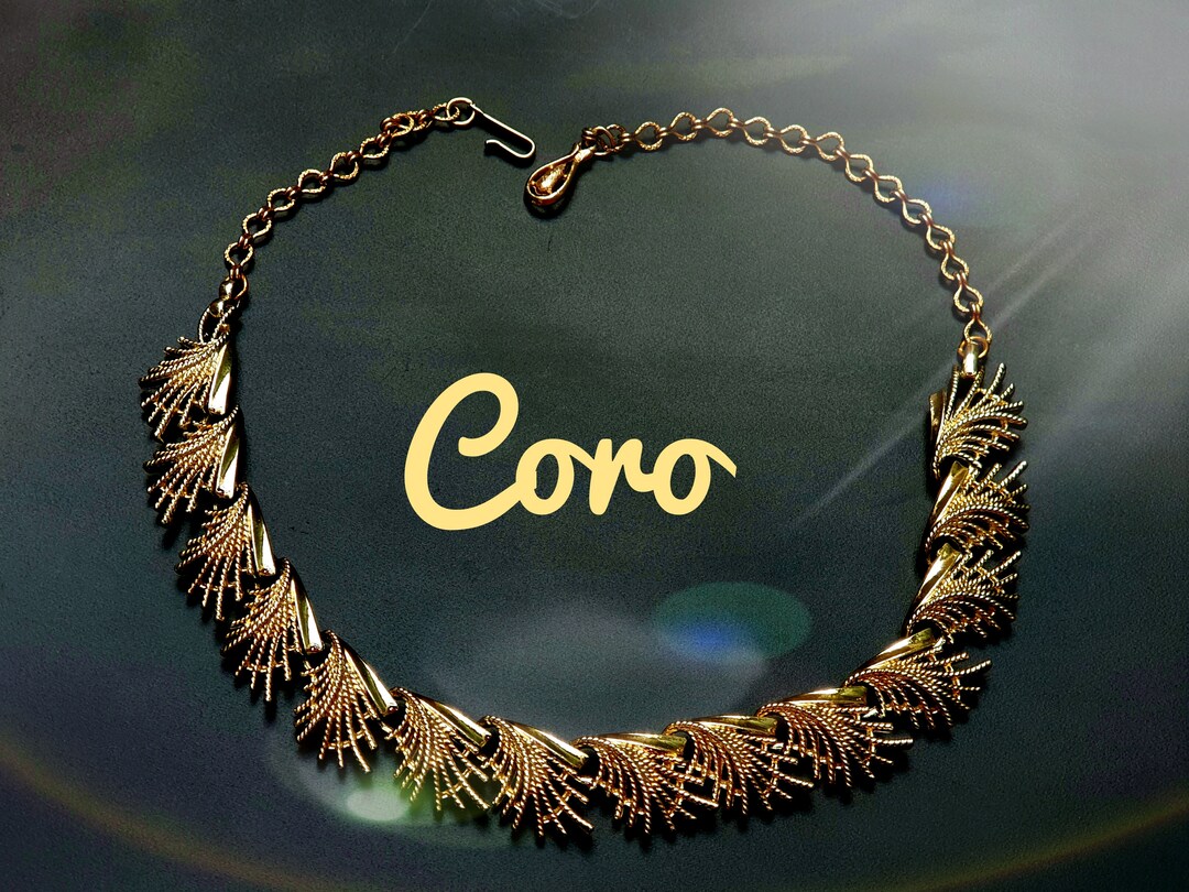 Coro 1950s Vintage Choker Necklace in Brushed and Glossy Gold Tone ...
