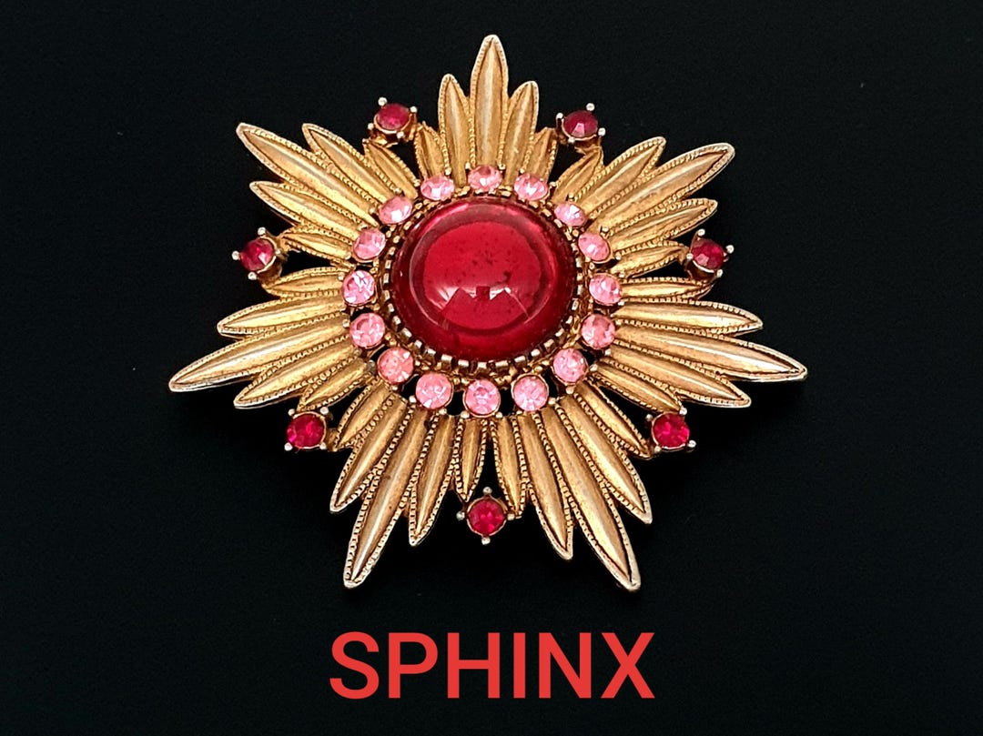 SPHINX RARE Vintage Large Maltese Cross Brooch in Gold Tone With Large ...