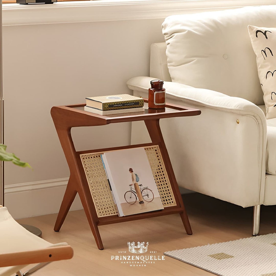 Small Side Table With Magazine Rack Retro Wooden Coffee Table - Etsy