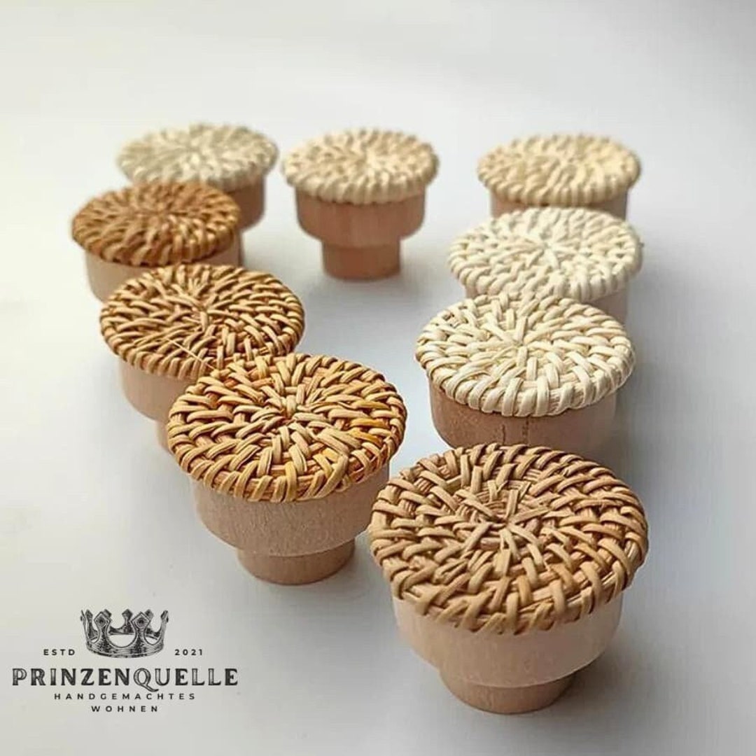 2PC Cabinet Knobs Rattan Boho Cabinet Handles Rattan Drawer - Etsy